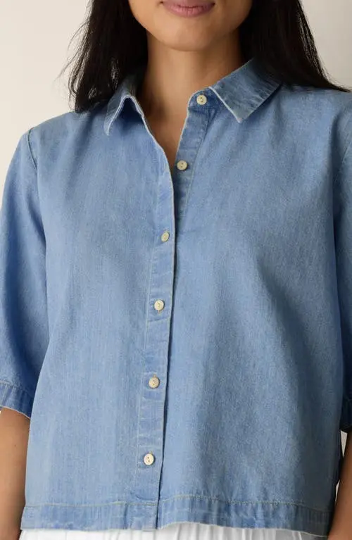 Eileen Fisher Classic Collar Short Sleeve Button-up Shirt