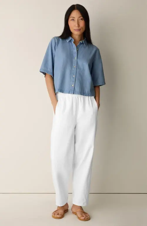 Eileen Fisher Classic Collar Short Sleeve Button-up Shirt