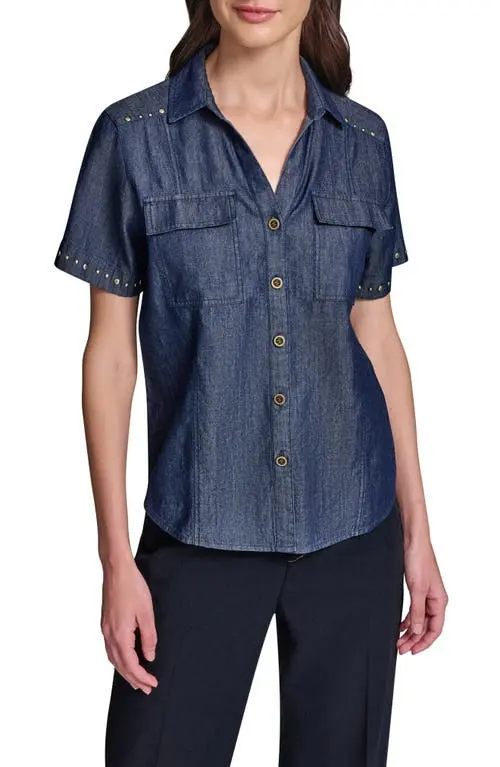Karl Lagerfeld Paris Studded Button-up Shirt