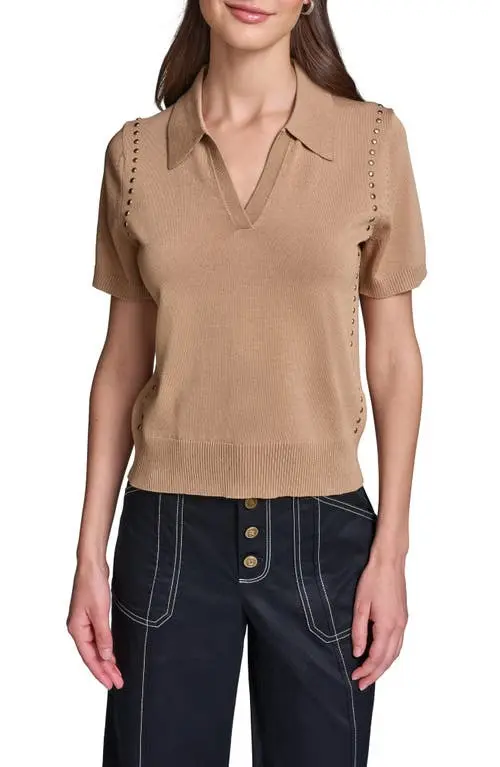 Karl Lagerfeld Paris Studded Polo Sweater - Bisque
