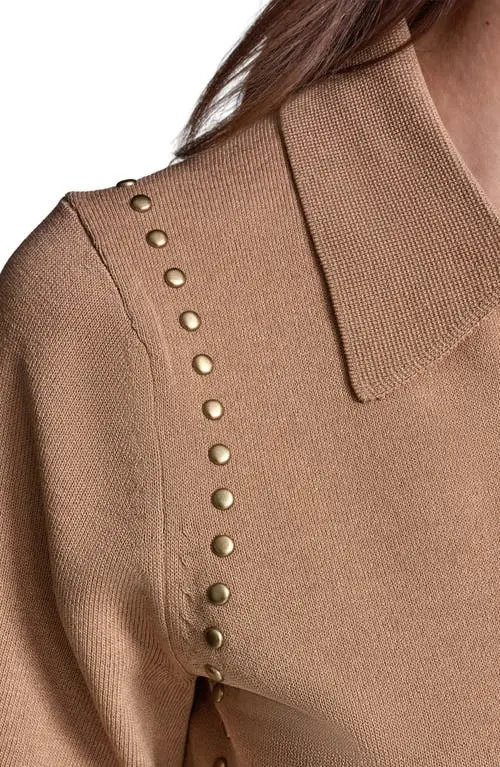 Karl Lagerfeld Paris Studded Polo Sweater - Bisque