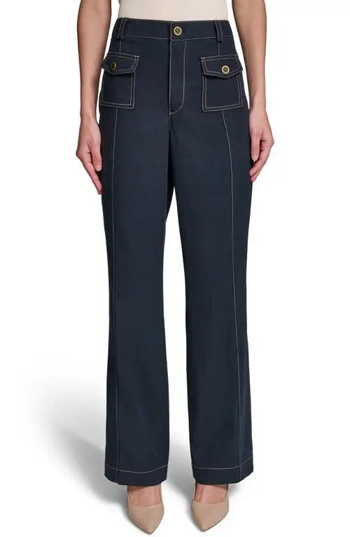 Karl Lagerfeld Paris Seam Detail High-waist Tailored Trousers - Midnight Navy