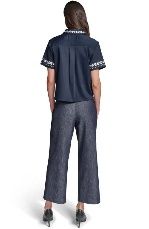 Karl Lagerfeld Paris Embroidered Button-up Shirt
