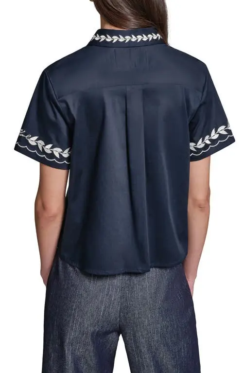 Karl Lagerfeld Paris Embroidered Button-up Shirt