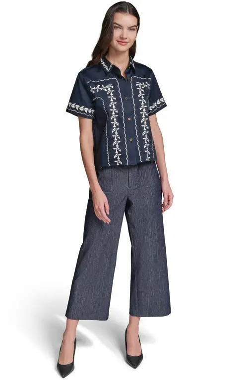 Karl Lagerfeld Paris Embroidered Button-up Shirt