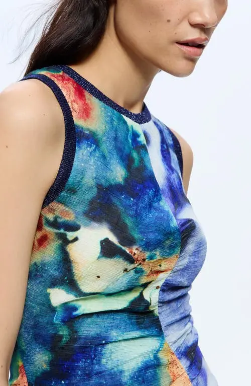 Desigual Sleeveless Crewneck Top With Painterly Print