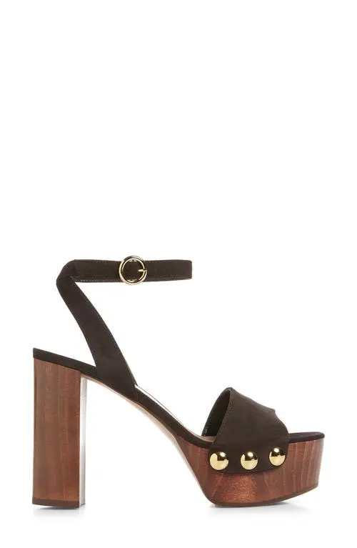 GIANVITO ROSSI Ardea Suede Studded Platform Sandal - Moka