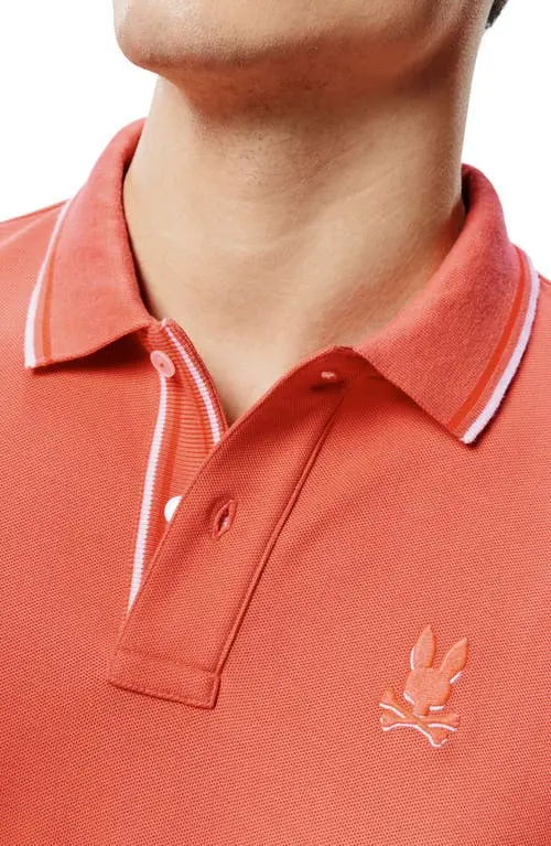 Psycho Bunny Brad Tipped Cotton Piqué Polo - Emberglow