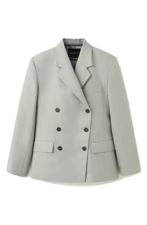 Mango Double-breasted Cotton & Linen Blazer