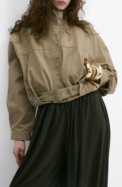 Mango Oversize Belted Cotton Twill Jacket