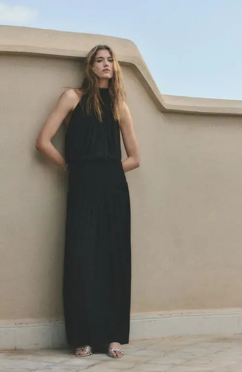 Mango Sleeveless Maxi Dress With Button Detail