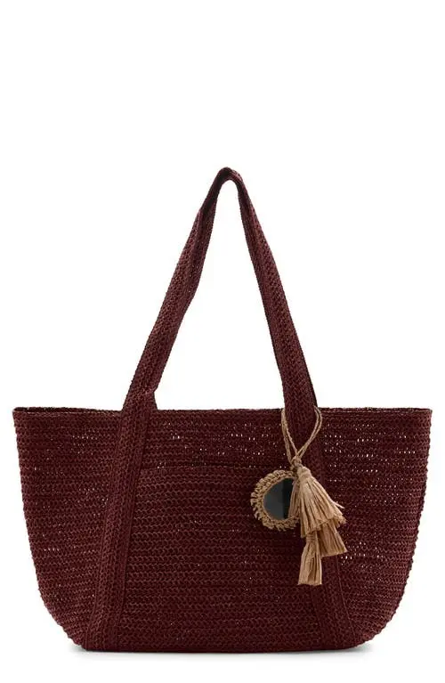Mango Natural Fiber Tote Bag - Burgundy
