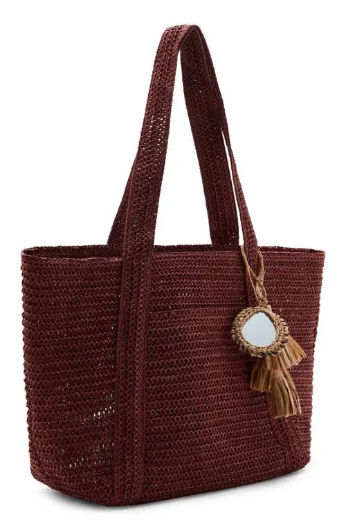 Mango Natural Fiber Tote Bag - Burgundy