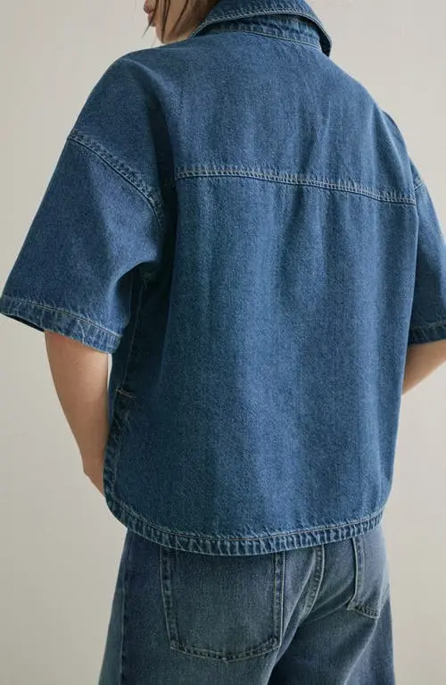 Mango Short Sleeve Denim Shirt