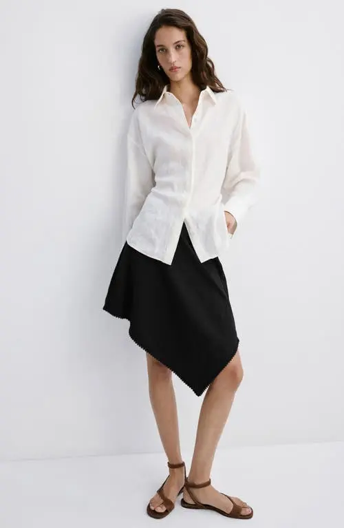 Mango Asymmetrical A-line Skirt With Lace Trim