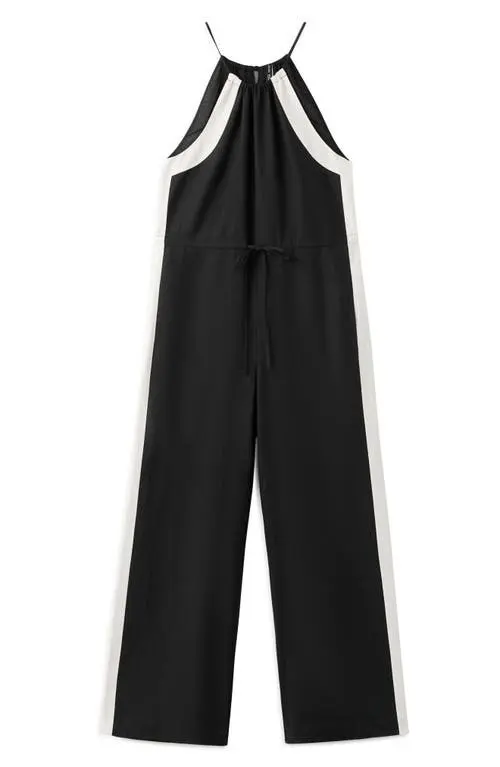 Mango Wide Leg Halter Jumpsuit - Black