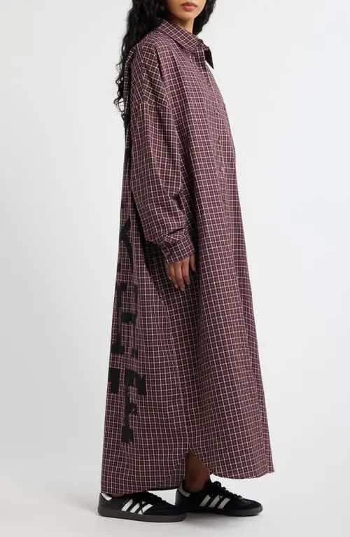 DRESSED IN LALA Longline Plaid Button-up Shirt