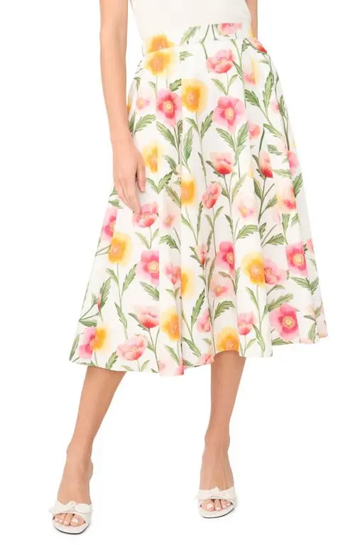 Ted Baker London Ida Floral Cotton Skirt - Ultra White