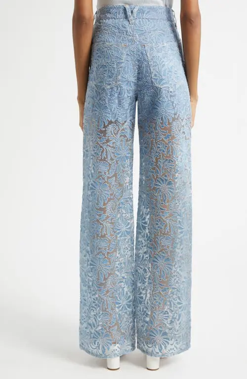 Veronica Beard Taylor Burnout Floral Wide Leg Jeans - Lakeshore