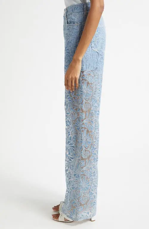 Veronica Beard Taylor Burnout Floral Wide Leg Jeans - Lakeshore