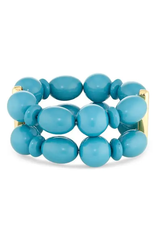 Lele Sadoughi Double Row Beaded Bracelet - Turquoise