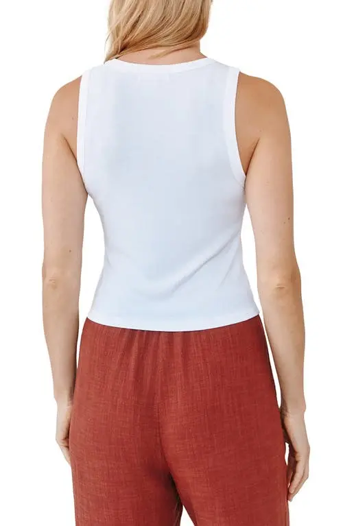 Bella Dahl Ribbed Sleeveless Top With Button Placket