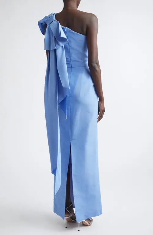 Oscar De La Renta One-shoulder Silk Faille Column Gown With Bow Detail