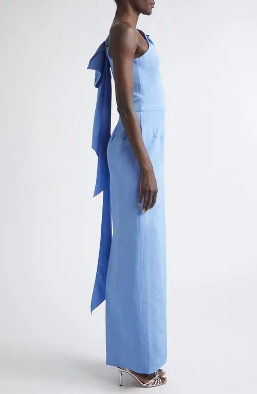 Oscar De La Renta One-shoulder Silk Faille Column Gown With Bow Detail