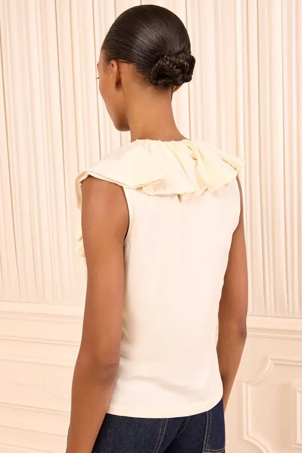Ulla Johnson Elsie Cotton Top With Ruffle Detail - Cowrie