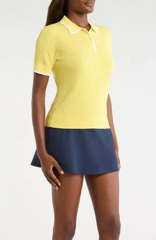 G/fore Ribbed Polo Sweater With Contrasting Trim