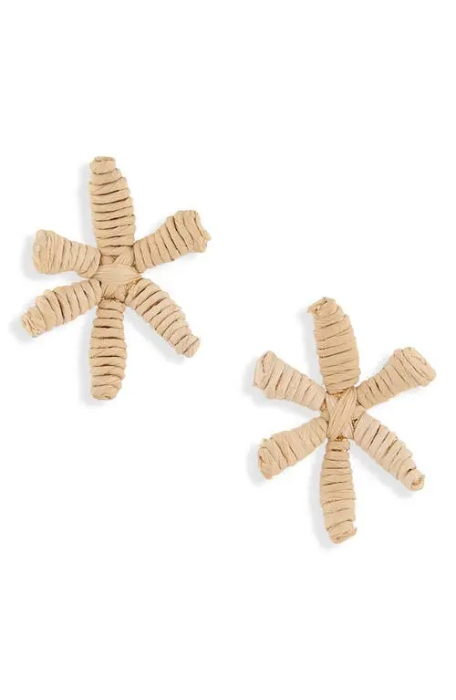 Lele Sadoughi Raffia Floral Stud Earrings - Natural