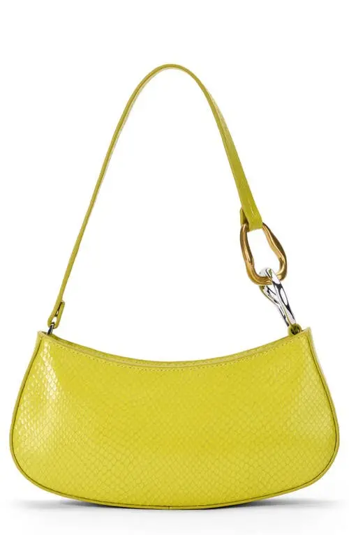Staud Ollie Shoulder Bag In Embossed Leather - Citron
