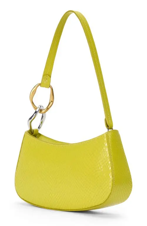 Staud Ollie Shoulder Bag In Embossed Leather - Citron