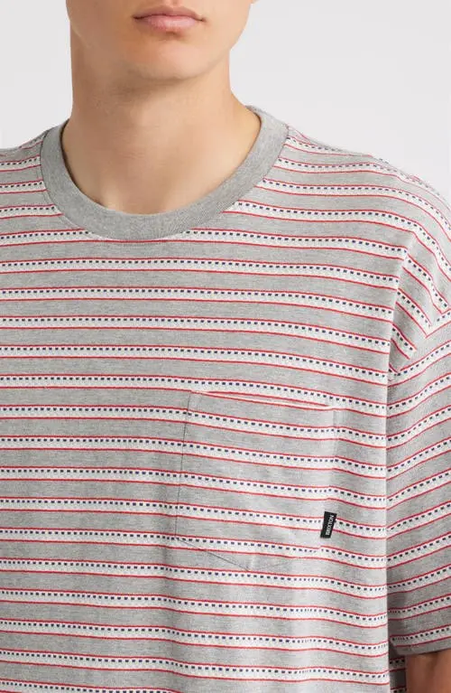 Brixton Poolside Stripe Boxy Cotton Piqué Cropped T-shirt - Heather Grey