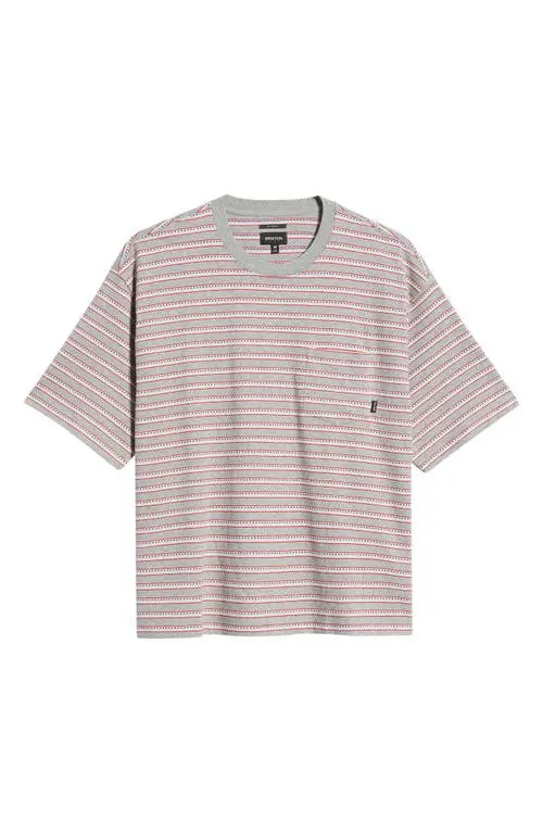 Brixton Poolside Stripe Boxy Cotton Piqué Cropped T-shirt - Heather Grey