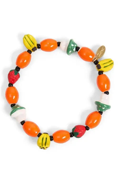 Clare V. Hand-painted Fruit Bead Bracelet - Orange Multi