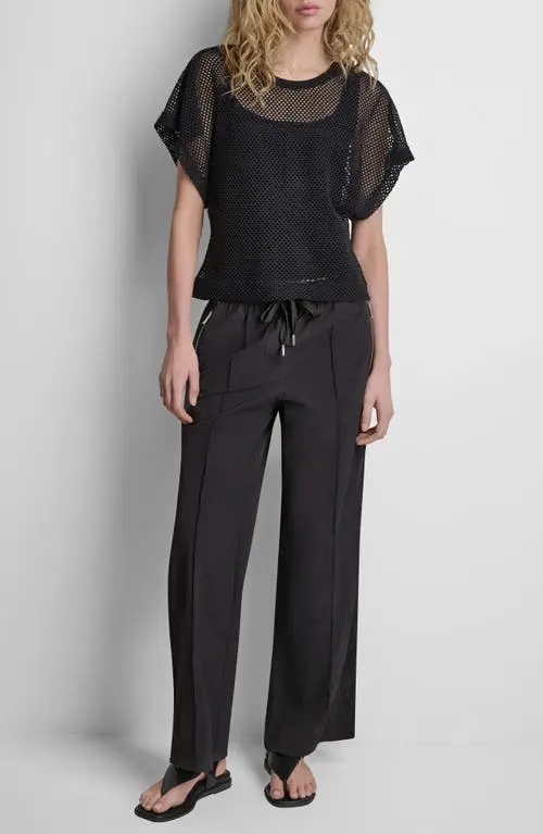 Dkny Dolman Sleeve Open Stitch Top - Black