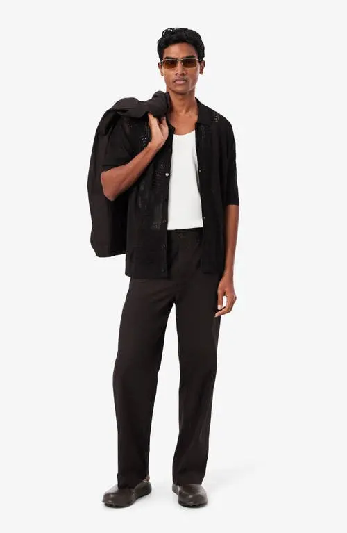 Lacoste Short Sleeve Cardigan With Pointelle Knit