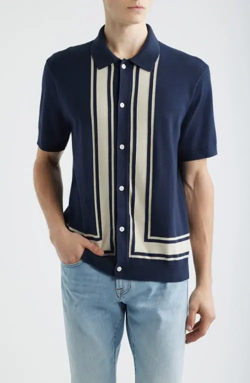 Madewell Border Stripe Short Sleeve Cotton Sweater Shirt