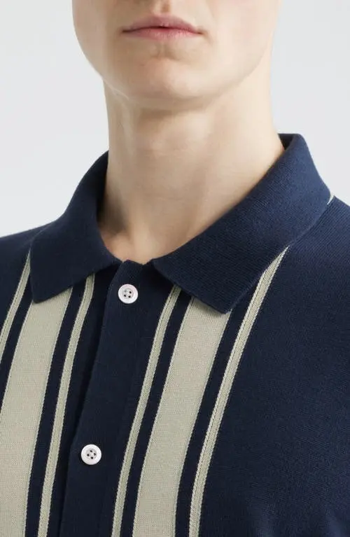 Madewell Border Stripe Short Sleeve Cotton Sweater Shirt