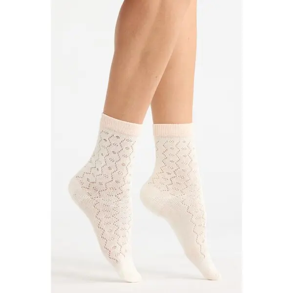 CASA CLARA Mia Pointelle Crew Socks - Ivory