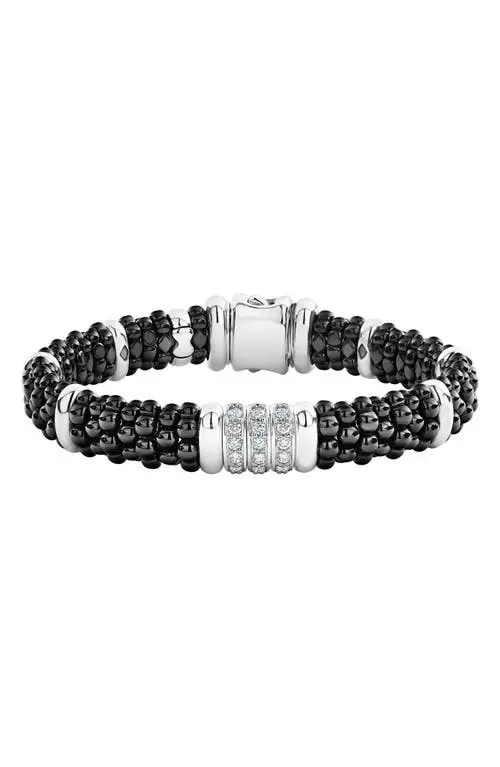Lagos Black Caviar Diamond Bracelet - Silver/black