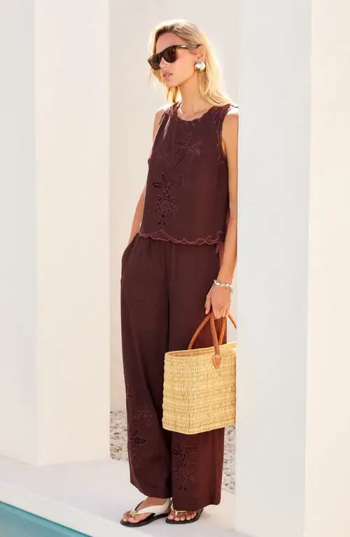 Fifteen Twenty Elina Embroidered Sleeveless Top