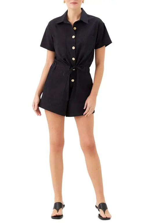 Fifteen Twenty Daliah Tie Waist Romper - Black