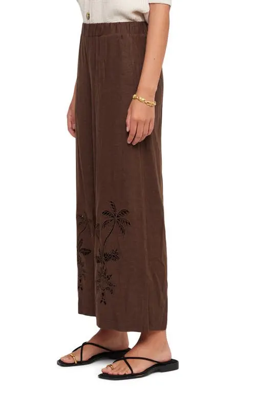 Fifteen Twenty Zora Embroidered Ankle Wide Leg Pants