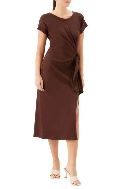 Fifteen Twenty Marisa Side Knot Midi Dress - Brown