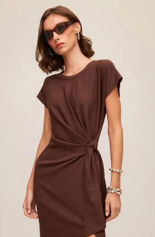 Fifteen Twenty Marisa Side Knot Midi Dress - Brown
