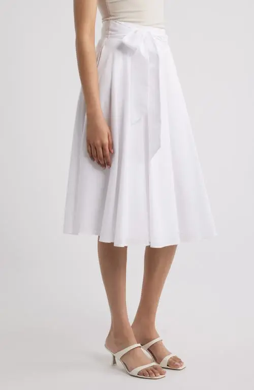 TAHARI ASL Cotton Tie Waist Midi Skirt