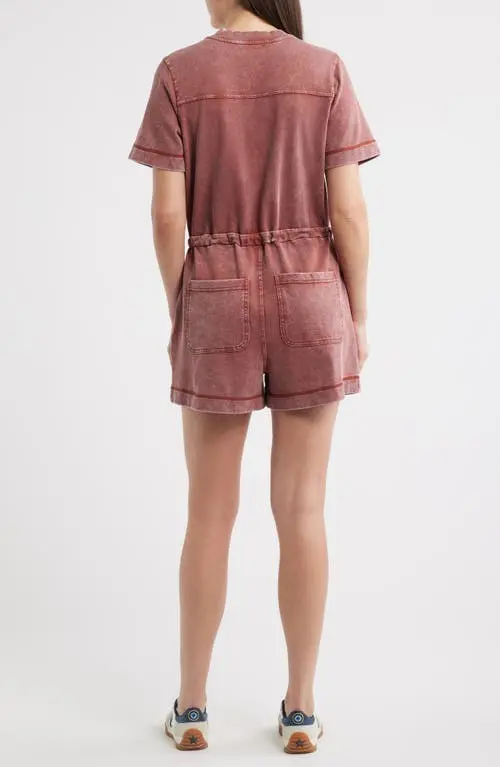 CITY BLUES Short Sleeve Drawstring Romper