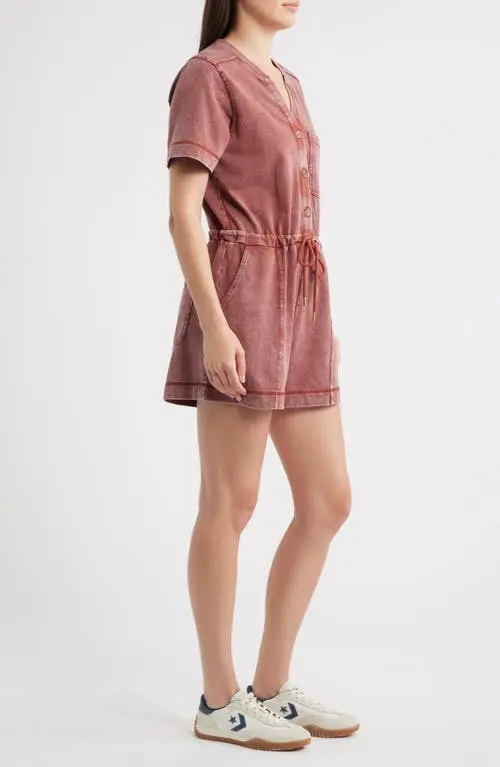 CITY BLUES Short Sleeve Drawstring Romper